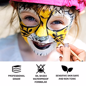 Halloween Face Body Paint Oil 12 Color, Professional Non Toxic Safe Halloween Party Makeup Painting Kit for Kids and Adult