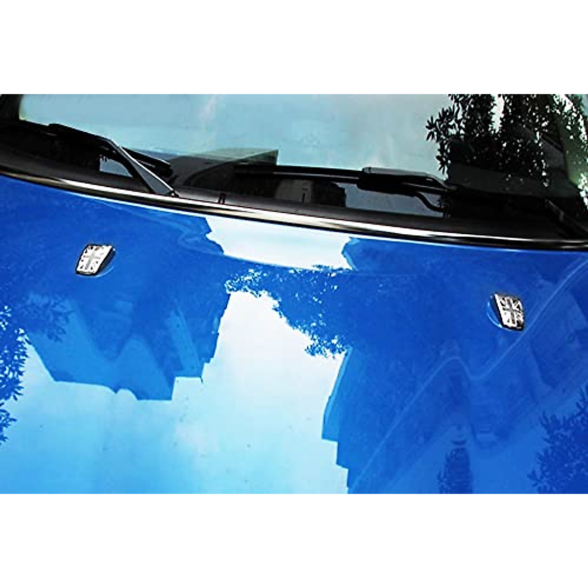 iJDMTOY (2) Black UK Union Jack Style Window Wiper Washer Spray Nozzle Covers Compatible With All MINI Cooper Models