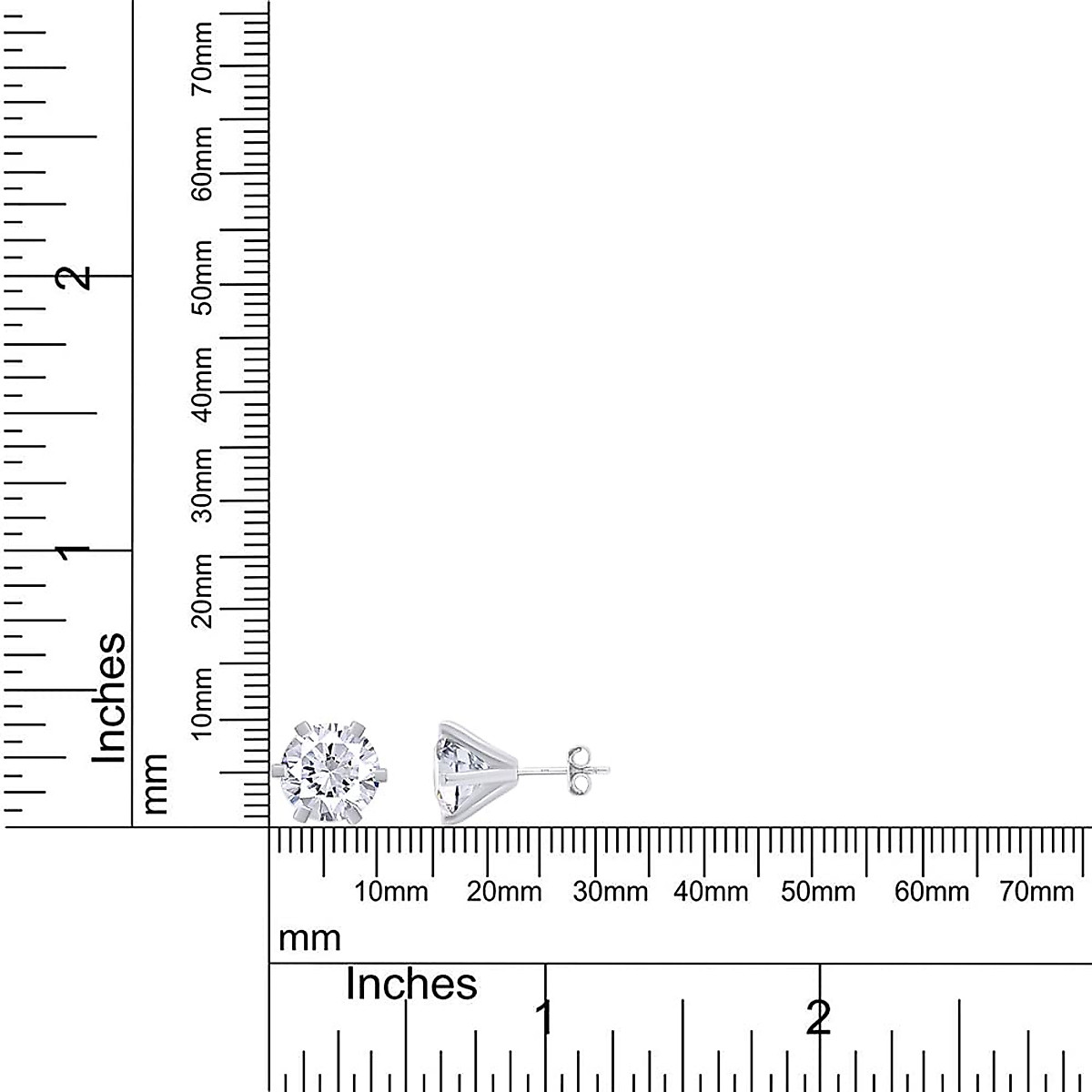 SAVEARTH DIAMONDS Moissanite Earring, Total 4.0ct 8.0mm EF Round Cut Lab Created Diamond, 18K White Gold Plated 925 Sterling Silver,Stud Earrings For Men Women