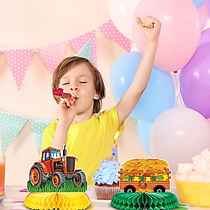 Zonon 6 Pieces Tractor Party Decorations Tractor Honeycomb Table Centerpiece Tractor Birthday Party Supplies Table Toppers for Baby Shower Party Supplies Farmhouse Truck Decor, 6 Designs