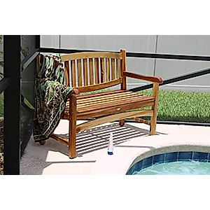 EcoDecors Kent Outdoor Bench Teak Wood Garden Bench Patio Bench with Armrests and Backrest, Yard Benches for Indoor and Outdoors- Natural Teak