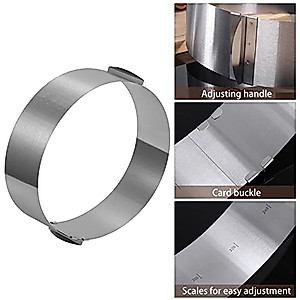 CdyBox 6 to 12 Inch Adjustable Mousse Cake Molds Round and Square Cake Ring Set Tool Stainless Steel Cake Ring 2 Pieces