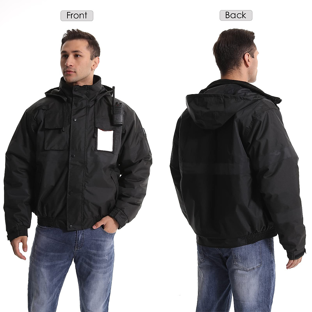 SKSAFETY High Visibility Reflective Jackets for Men, Waterproof Safety Jacket for Men with Pockets, Black Work Construction Coats for Winter Cold Weather,2XL, 1 Pack