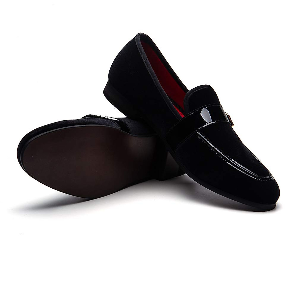 JITAI Men's Penny Loafers Moccasin Driving Shoes Slip On Flats Dress Shoes, Black/Button, 11 US