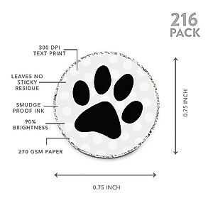 Andaz Press Chocolate Drop Labels Stickers, Birthday, Cat Dog Animal Paw Print, 216-Pack, for Kisses Party Favors, Gifts, Decorations