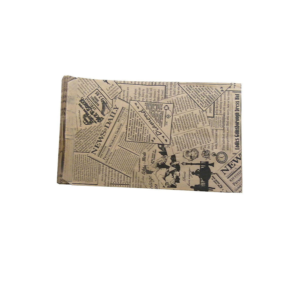 50 Qty 6" x 9" Newspaper Print Flat Plain Paper Gift Bags or Patterned Decorative Bags for candy, cookies, merchandise, pens, Party favors, showers, holidays, events and gifts