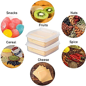 lfjfaecx Sliced Cheese Container for Fridge with Flip Lid, Food Storage Containers Bins, Fruit Storage Containers for Fridge, Cheese Slice Storage Box, with Removable Drain Tray (4pack)