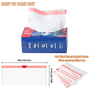 Jumbo Cat Litter Box Liners with Drawstring, 24 Count Extra Thick and Durable Litter Box Liner Bag Disposable Waste Bags for Home/Kitchen Trash Cans (36" x 18")