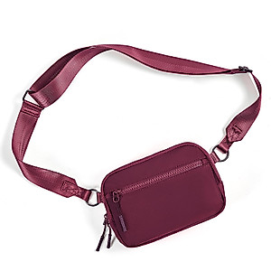 WESTBRONCO Small Crossbody Bags for Women Nylon with Adjustable Strap, Mini Crossbody Purse, Fahion Shoulder Bag for Traveling Workout Wine Red
