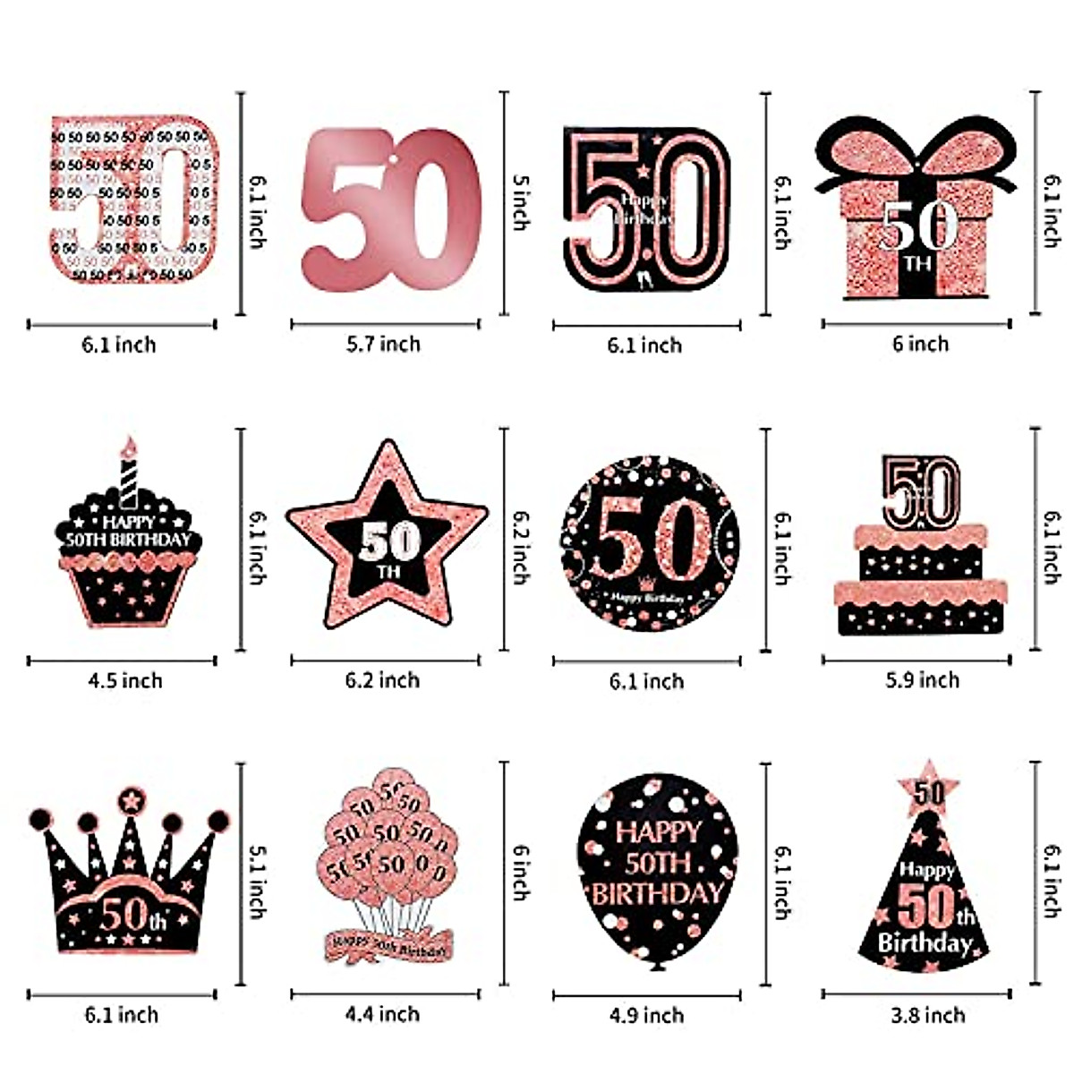 Pimvimcim 50th Birthday Hanging Swirls Decorations for Women, 36pcs Happy 50 Year Old Birthday Swirls Supplies, Rose Gold Fifty Birthday Party Hanging Swirl Décor