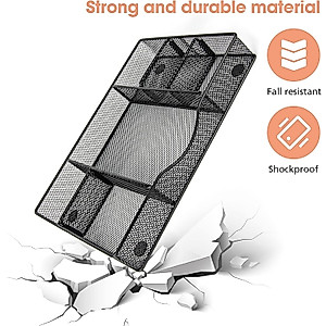 VyGrow Desk Drawer Organizer Tray, Metal Mesh Drawer Organizers Office, 6 Adjustable Compartment, Desk Organizer Tray for Home Office 12.87x8.73x1.96 inch, Black, 1 Pack