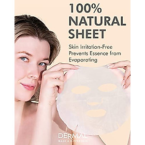 DERMAL 39 Combo Pack A Collagen Essence Korean Face Mask - Hydrating & Soothing Facial Mask with Panthenol - Hypoallergenic Self Care Sheet Mask for All Skin Types - Natural Home Spa Treatment Masks