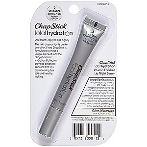 ChapStick Total Hydration Vitamin Enriched Lip Night Serum, Night Lip Serum for Overnight Lip Care - 0.21 Oz