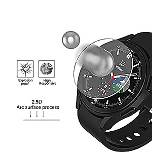 [4+4 Pack] BHARVEST for Samsung Galaxy Watch 4 Classic 46mm Screen Protector and Case, 4 Packs Flexible TPU Frame Cover with 4 Sets Tempered Glass Protective Film for Galaxy Watch 4 Classic 46mm