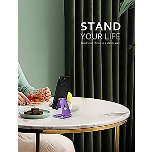 Tobeoneer Adjustable Cell Phone Stand Phone Holder for Desk, Portable Small Size Desktop Dock for iPhone 13 12 11 XR XS X 8 7 6 Plus Samsung Google, Office Home Décor (Purple)