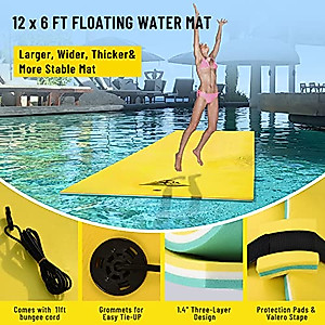 Unovivy Floating Water Mat, 12' × 6' Lily Pad Floating Mat, 3-Layer Foam Water Floating Pad for Water Recreation and Relaxing, Thick and Durable Water Activities Mat for Lake, Oceans