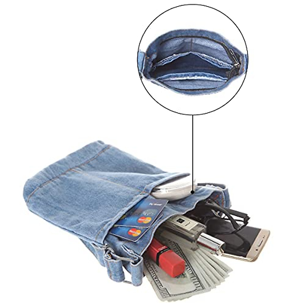 AOCINA Denim Purse Blue Jean Bags for Women Denim Tote Bag Jean Purses and Handbags for Teen Girls Women(A1-Light Blue)