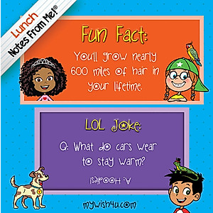 Notes From Me! 101 Tear-Off Lunch Box Notes for Kids, Fun Facts & LOL Jokes, Inspirational, Motivational, Thinking of You, Jokes for Kids, Summer Camp, Back to School Essentials, Ages 8+