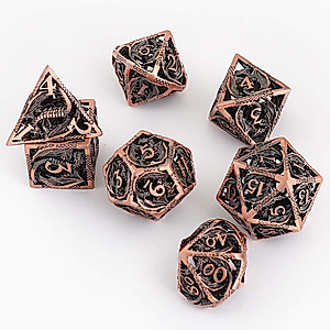 Hollow Metal dice DND Dragon Pattern for DND Games RPG Explorer Barbarian World and Table Games DND Dungeons & Dragons RPG