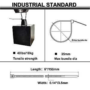 Strong Self Adhesive Wire Clips Cable Zip Tie Mounts 3/4" with 6 Inch Zipties Black UV Protection Outdoor 100 Pcs,Sticky Wire Fasteners Cable Guide Management Mounting Suqare Holder Anchor Base Small