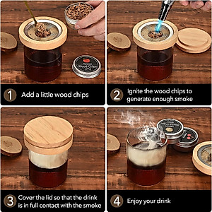 AMESEDAK Cocktail Smoker Kit with Torch, Old Fashioned Bourbon & Drink Smoker Infuser Kit with 4 Flavors Wood Chips for Cocktail, Whiskey, Wine, Bourbon, Gifts for Men,Husband, Dad (No Butane)