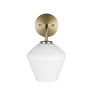 Globe Electric 51614 Raja 1-Light Wall Sconce, Matte Brass, Opal Glass Shade, Bulb Included