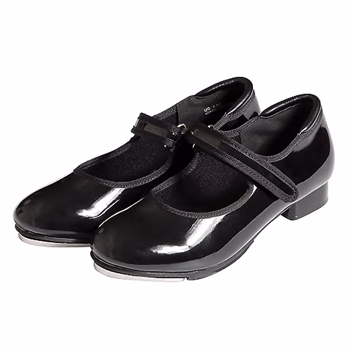 Easy Strap Tap Dance Shoes with PU Shiny Leather for Boys and Girls,US10-Little Kid Black