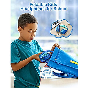 KLYLOP Kids Headphones with Microphone, Wired Headphone Over-Ear for Kids for School, 85/94dB Volume Limiter, Headphones for Kid with Share Function, Foldable Headset for iPad Kindle Fire