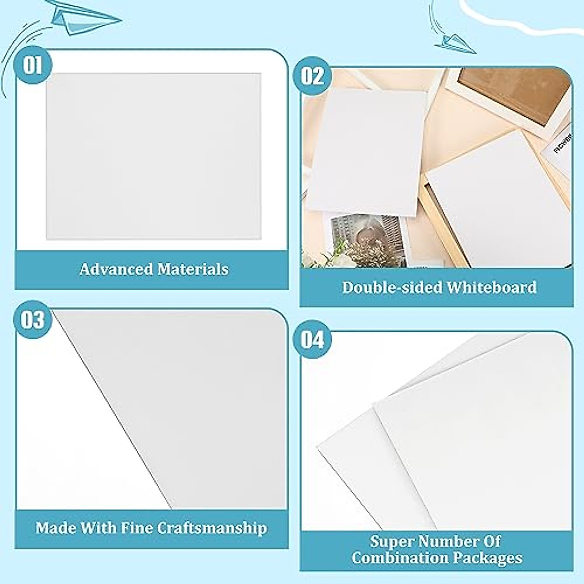 Jetec 150 Sheet Double Sided Picture Mats 8 x 10 Inch Photo Frame Mat Backing Boards Picture Mat Matte Backboards Bevel Cut 1/16", 4 Ply Thickness for Frames, Artworks, Prints, Pictures(White)