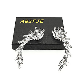 Crystal Leaf Climbers Crawler Jewelry Jacket Earrings Sparkly Zircon Pave Metal Ear Cuff Wrap Clip Stud Earring Climber Top Ear Clip for Women