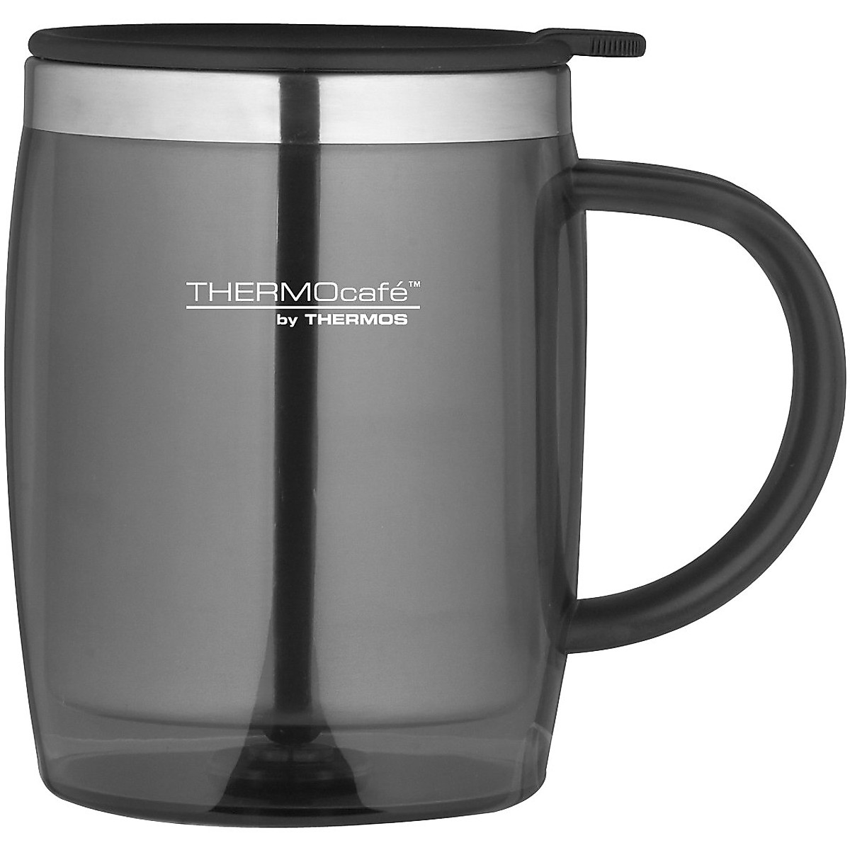 Thermos ThermoCafé Translucent Desk Mug, Gun Metal, 450 ml