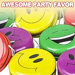ArtCreativity Smile Face Yoyos for Kids, Pack of 12, Emoticon Yo-Yo Toys in Assorted Designs, Emoticon Birthday Party Favors, Goodie Bag Fillers, Holiday Stocking Stuffers, Classroom Prizes