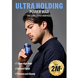 DASHU Ultra Holding Power Men Hair Wax Strong Hold | Long Lasting & Easy to Wash Edge Control Hair Styling Wax w/Collagen & Argan Oil 3.38 fl oz