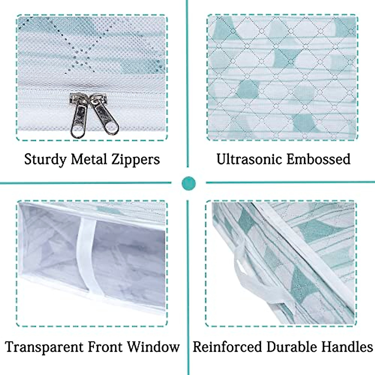 Lifeadhoc Storage Bags, 2 Pack Clothes Storage Bins, Foldable Under Bed Storage Containers, Closet Organizers, with Durable Handles Thick Fabric for Blanket Comforter Clothing Bedding 40L(Green)