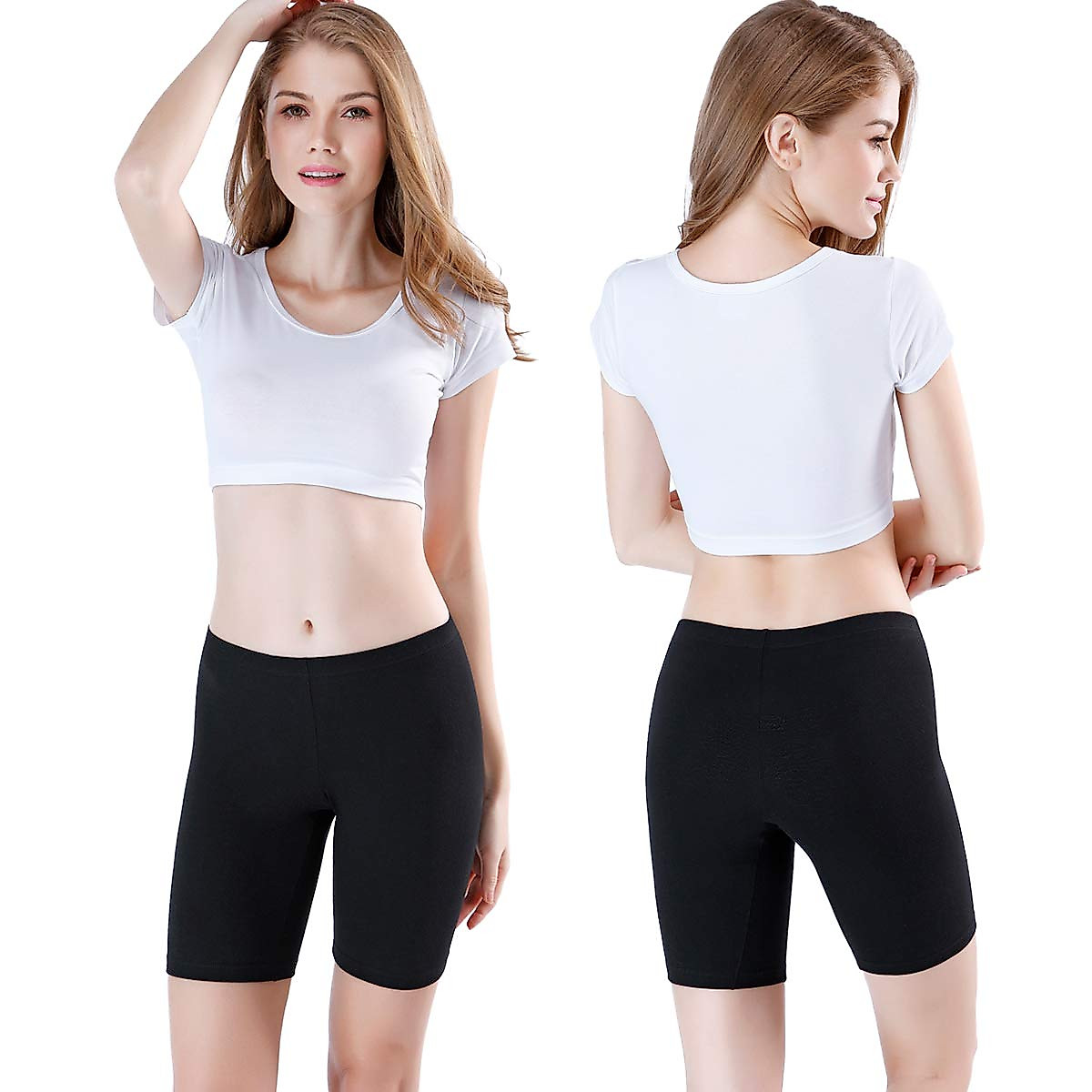 wirarpa Women's Cotton Boy Shorts Underwear Anti Chafing Soft Biker Short Long Leggings Under Shorts Black 3 Pack Large