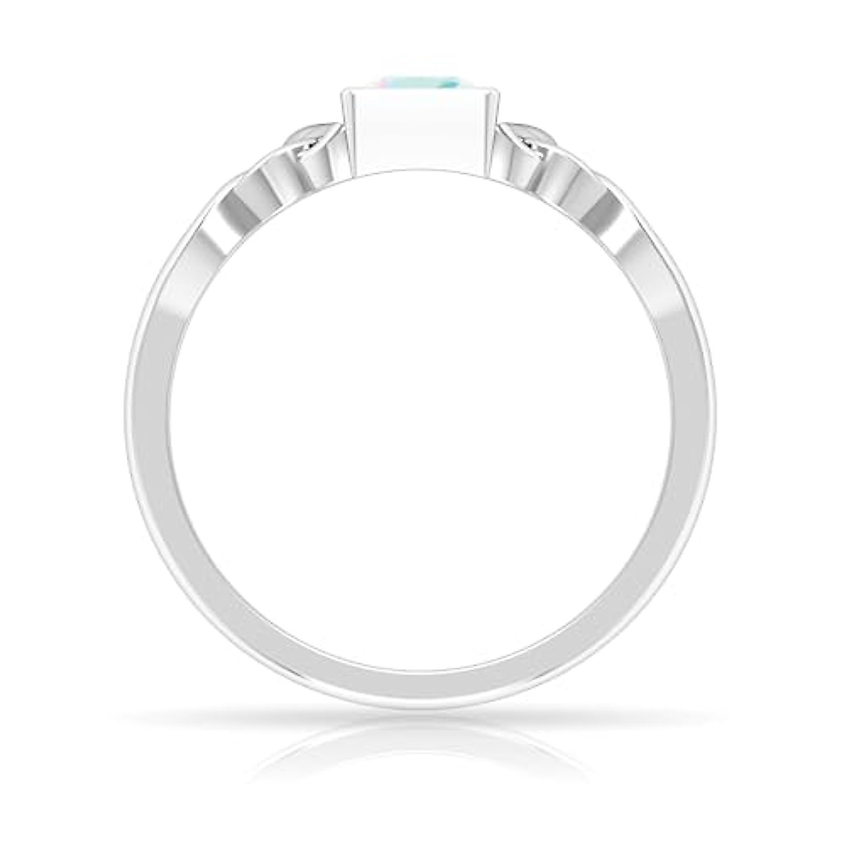 Rosec Jewels Natural Opal Promise Ring for Women, AAA Quality, Celtic Knot Ring, Certified Rainbow Opal Ring - Ready To Gift, 14K White Gold, Size:US 6.00