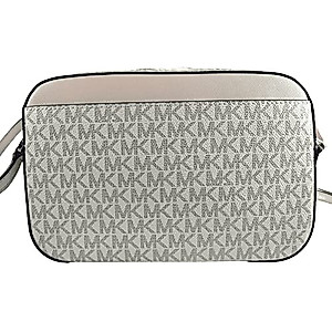 Michael Kors Jet Set East West Chain Crossbody Vanilla MK Powder Blush Pink Bundled with Michael Kors Jet Set Card Holder in Ballet