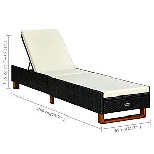 BUKSCYJS Sun Bathing Chair,Balcony Desk,Pool daybed,Patio Lounger Chair,Outdoor Lounge Set,Outdoor Lounge Set,Patio Day beds Outdoor,Sunbed with Cushion Poly Rattan Black