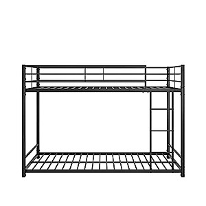 KARHIBLY Metal Bunk Bed Twin Over Twin, Low Bunk Bed with Metal Frame and Ladder, No Box Spring Needed,Twin Bed Frame for Boys and Girls, Black
