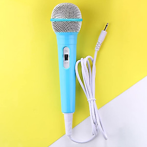 JIANWEI Wired Microphone for Kids, Kids Wired Dynamic Singing Mechine Lightweight 3.5mm Jack Handheld Dynamic Microphone for Kids Singing(Blue)