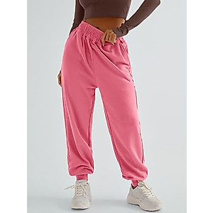 Yovela Pink Pants for Women Cute Sweatpants Teen Girls Pants High Waist Y2k Trendy Lounge Trousers with Pockets,