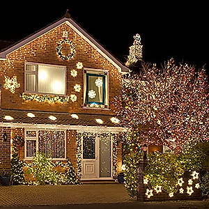 XTF2015 Christmas Outdoor Indoor Lights, 105ft 300 LED End-to-End Connected 9 Modes Timer Remote Christmas String Lights for Trees, Patio, Garden, Party, Wedding, Holiday (Warm White + Multicolor)