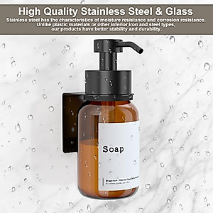 Shampoo and Conditioner Dispensers, Wall Mounted Soap Dispensers Bathroom, No-Drill Shampoo Bottles for Bathroom Shower Bottles Refillable with Labels Amber Shower Hand Dish Soap Pump Dispensers Home