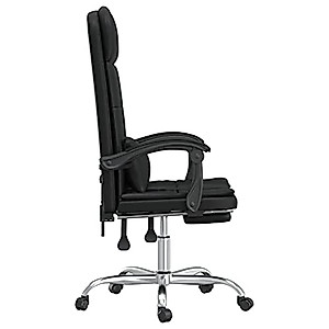 WEHUOSIF Scandinavian Minimalist Massage Reclining Office Chair, Black Faux Leather