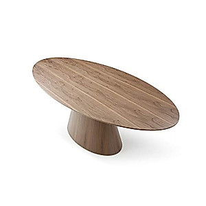 Whiteline Modern Living Dining Walnut Bruno Oval Table in Gray Oak or Natural Veneer