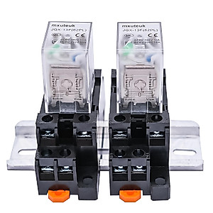 mxuteuk 2pcs JQX-13FL DC 12V Coil 8 Pin 10A DPDT LED Indicator Electromagnetic Power Relay, with Base, with DIN Rail Slotted Aluminum