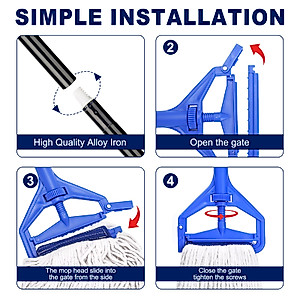 KeFanta 60 Inch Mop Handle Commercial Heavy Duty,Industrial Metal Mop Stick Replacement Quick Change,Wet Mop Head Replacement Holder for Floor Cleaning