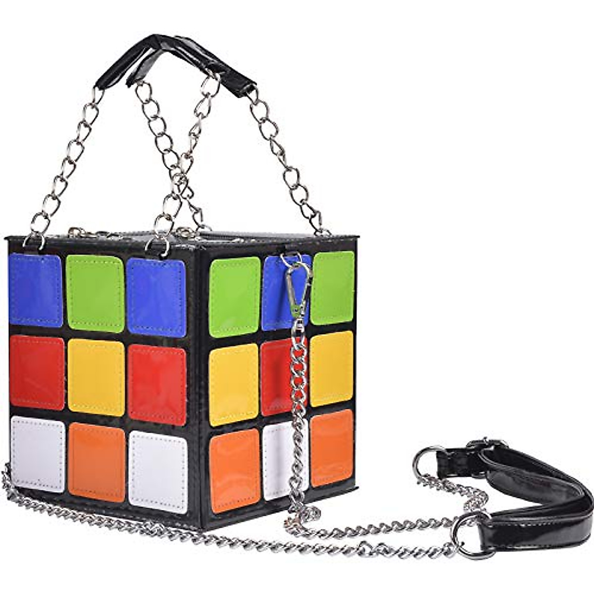 QZUnique Women's Cute Cube Shape Handbag Magic Shoulder Bag Clutch Bag With Super Long Shoulder Strap