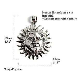 COSUMOSU 925 sterling silver Mexican Sun and moon Face Celestial Lunar Solar Pendant (Sun & Moon)