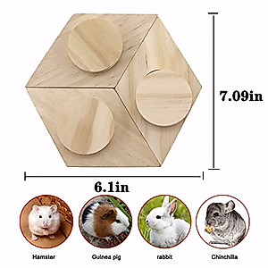FOREST LANGUAGE Wooden Enrichment Foraging Toy 4Pcs Mental Stimulation Toy for Hamster,Guinea Pig,Rabbit,Chinchilla Enrichment Forging Toys